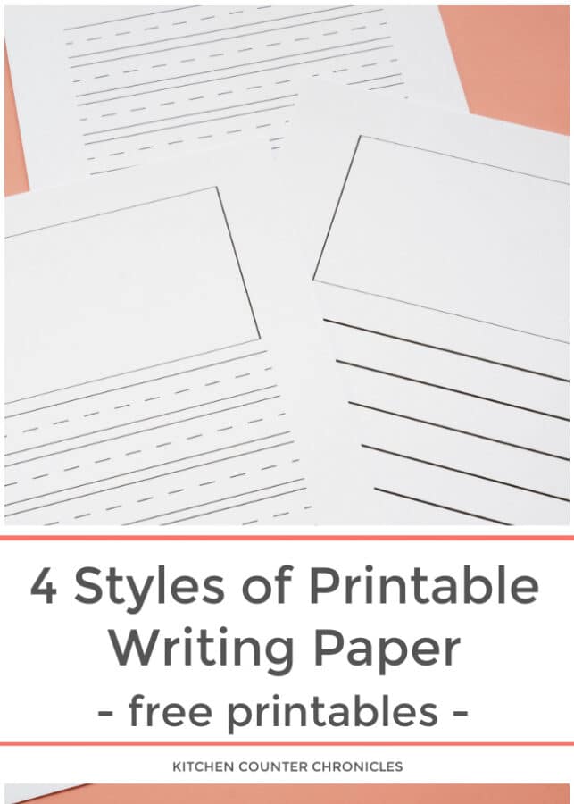 Free Printable Writing Pages for Kids - 4 Different Styles