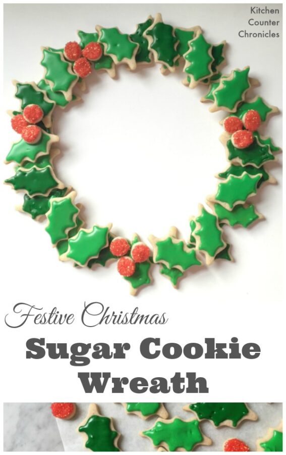 Festive Christmas Sugar Cookie Wreath