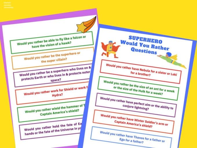 Superhero Would You Rather Questions for kids