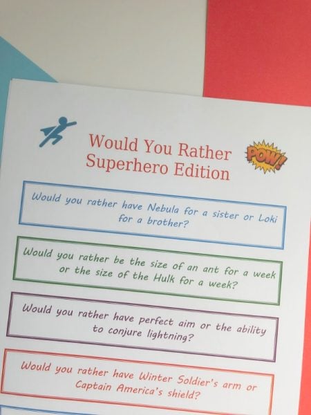 Superhero Would You Rather Questions for kids