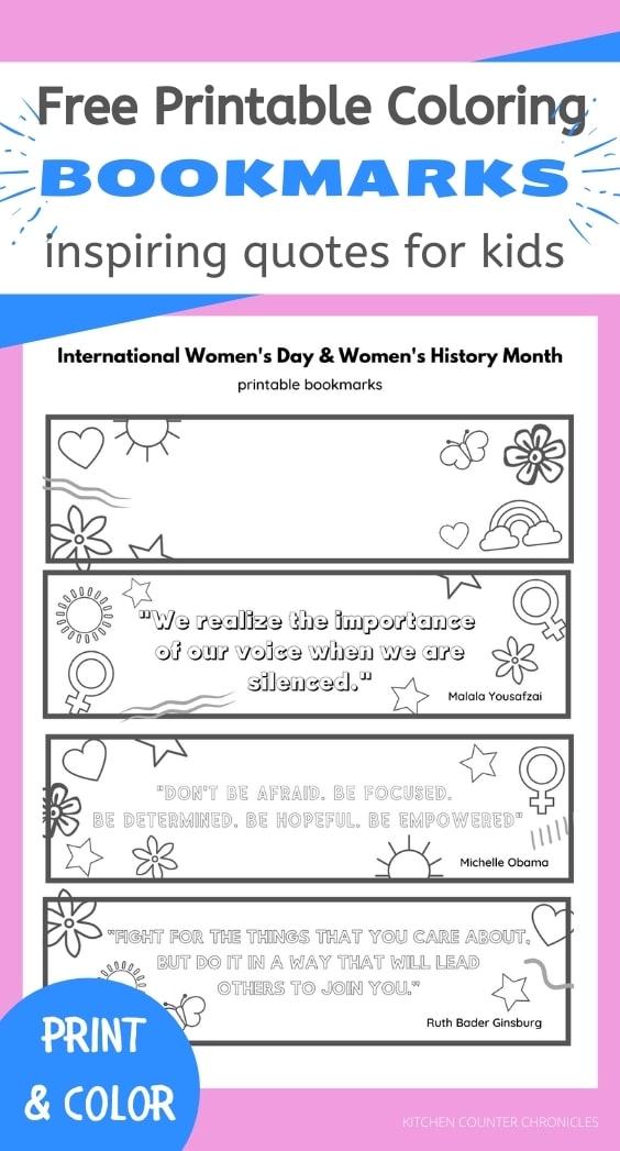 Inspiring Coloring Bookmarks for International Women's Day
