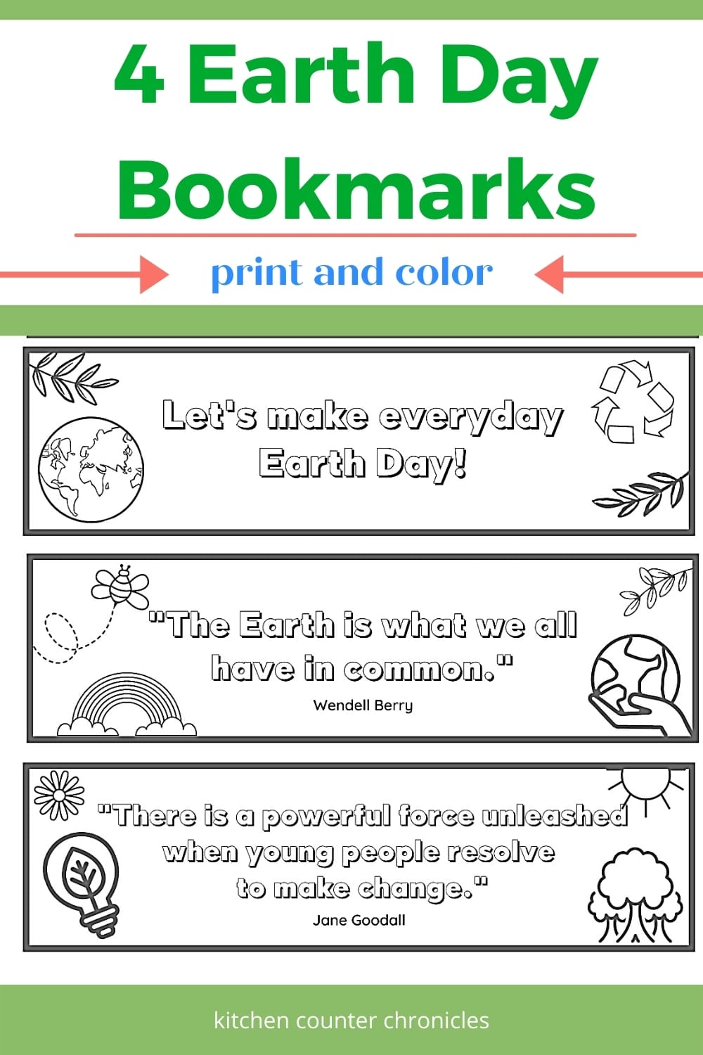 Get Creative - Printable Earth Day Bookmarks for Kids to Colour