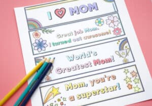 Cute Printable Mother's Day Bookmarks to Colour