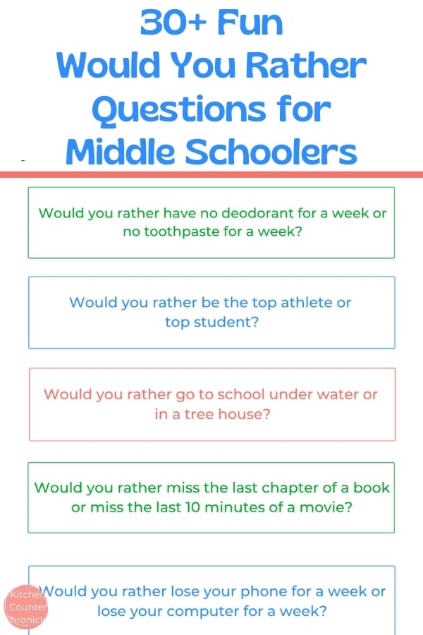Fun Would You Rather Questions For Middle School
