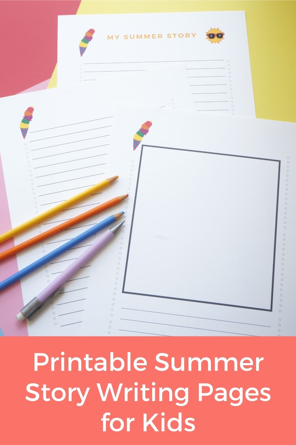 Printable Summer Story Writing Pages for Kids