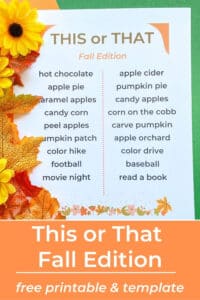 Fun This or That Fall Edition Printable or Instagram Template