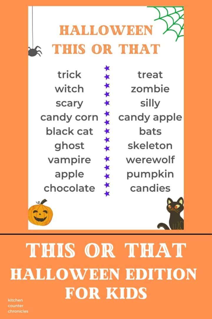 Printable Halloween This or That Game
