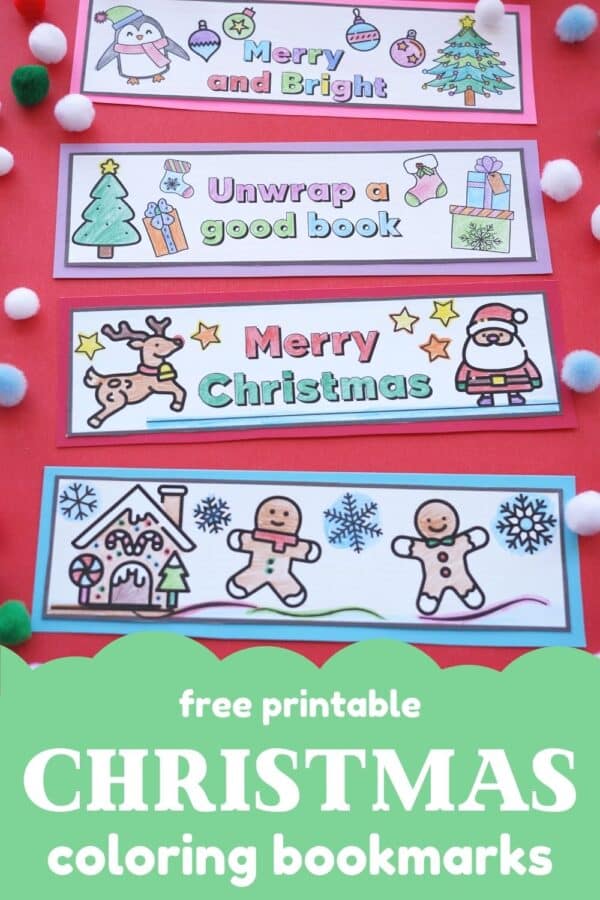 Cute Printable Christmas Bookmarks to Color for Kids