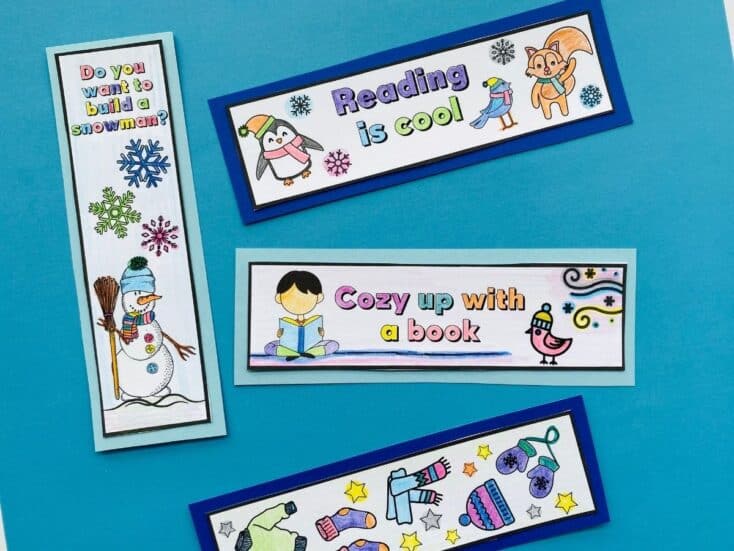 Winter Printable Bookmarks to Colour