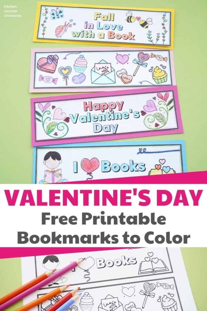Cute Printable Valentine's Day Bookmarks to Colour
