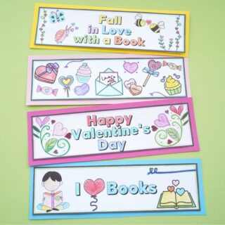 Cute Printable Valentine's Day Bookmarks to Colour