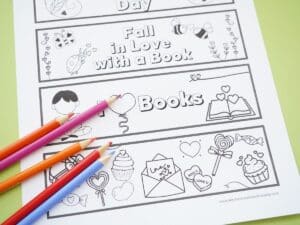 Cute Printable Valentine's Day Bookmarks to Colour