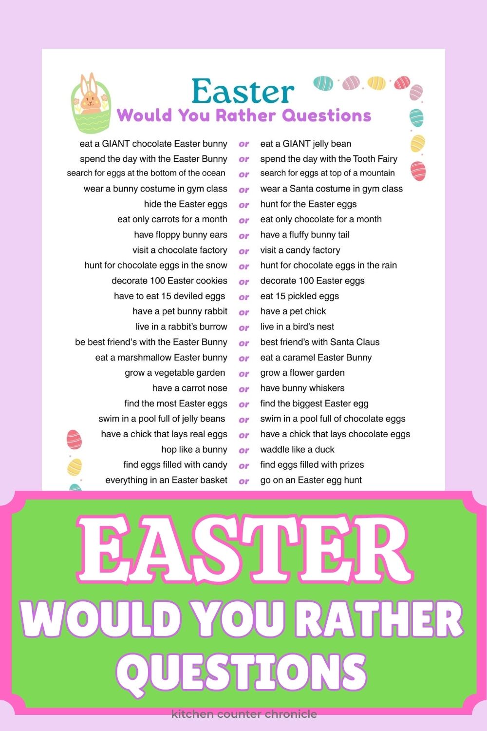 Funny Easter Would You Rather Questions for Kids