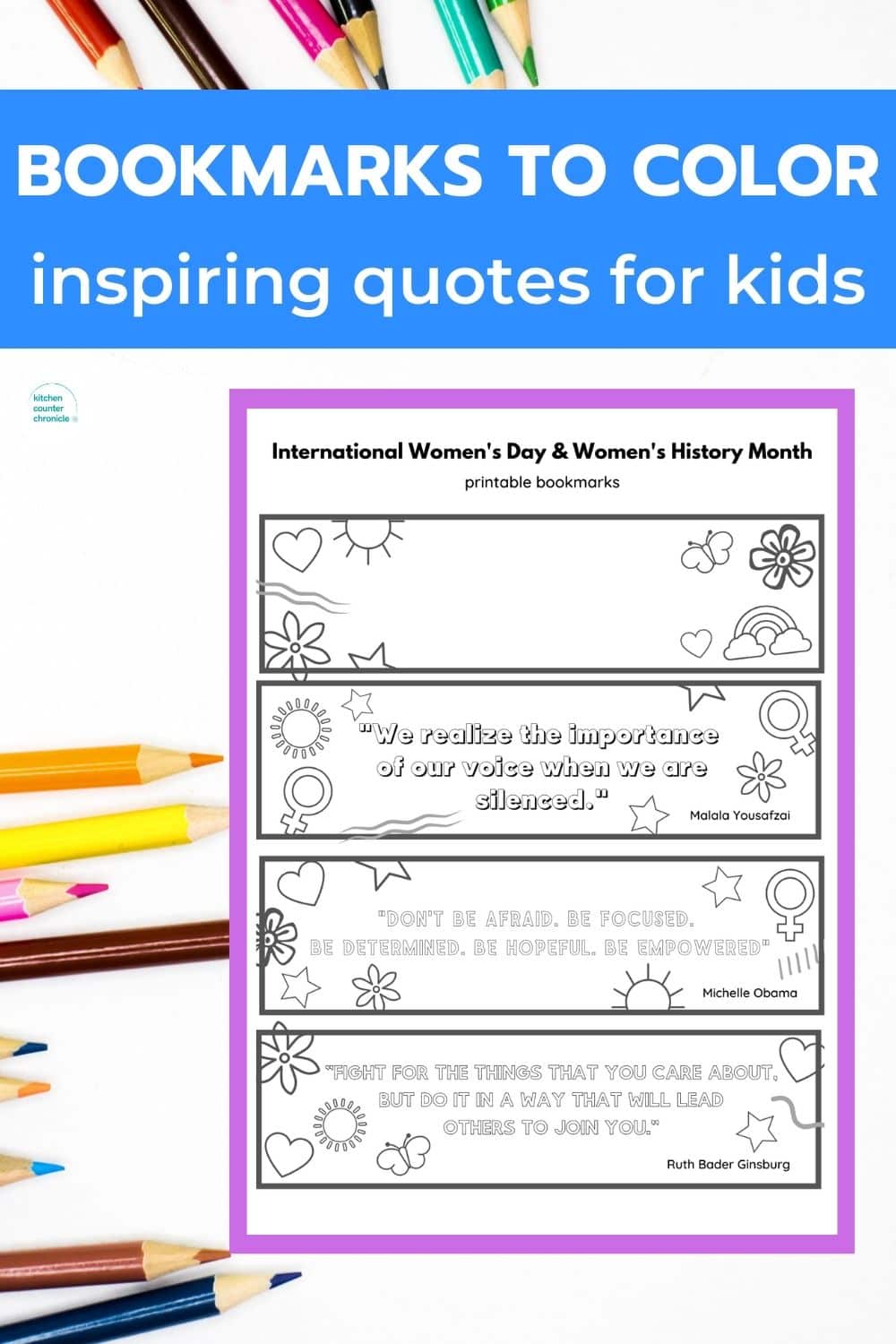 Inspiring Coloring Bookmarks for International Women's Day