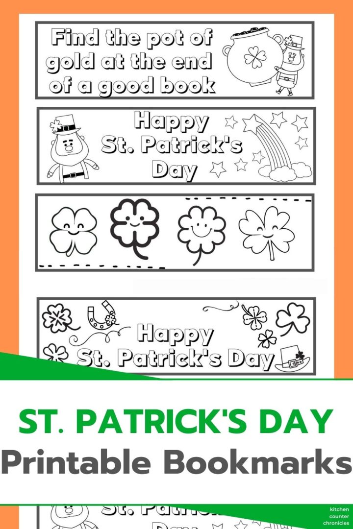 Free St. Patrick's Day Printable Bookmarks to Color for Kids