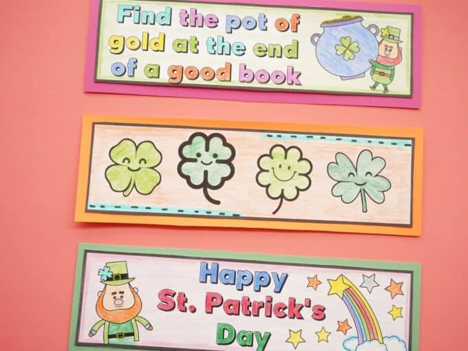 Free St. Patrick's Day Printable Bookmarks to Color for Kids