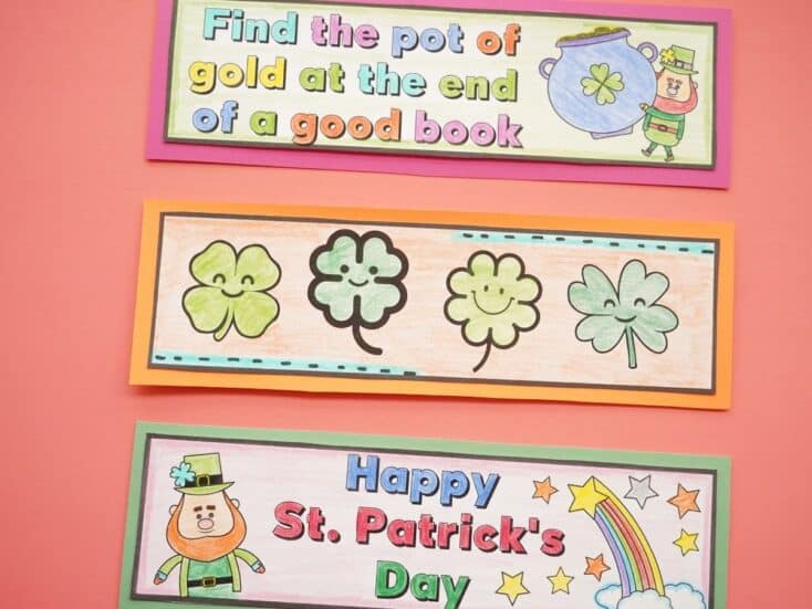 Free St. Patrick's Day Printable Bookmarks to Color for Kids