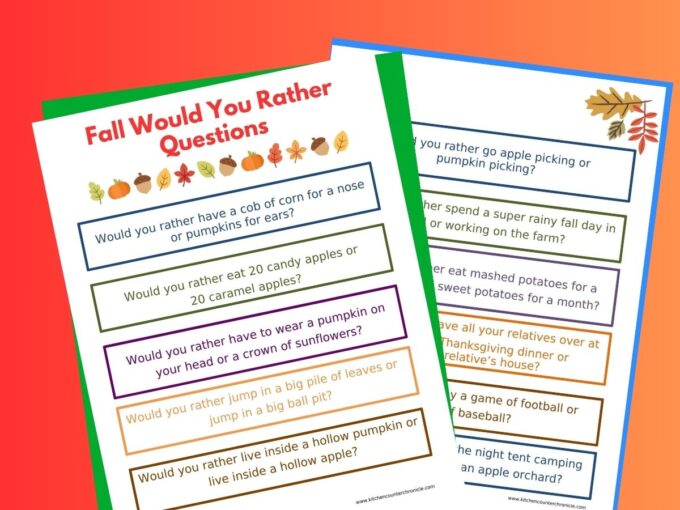 Fall Themed Would You Rather Questions for Kids