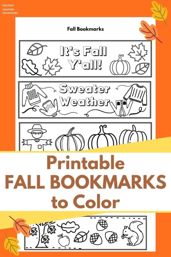 Festive Fall Bookmarks to Color for Kids