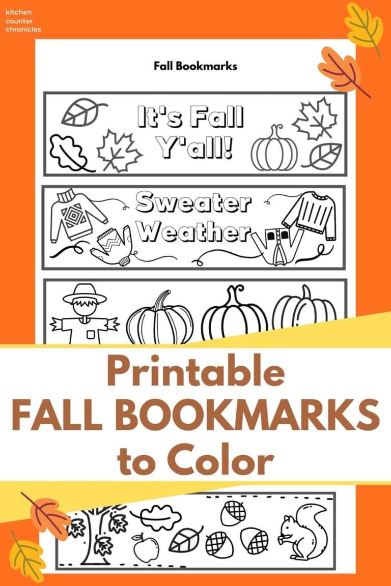 Festive Fall Bookmarks to Color for Kids