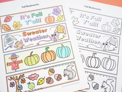 Festive Fall Bookmarks to Color for Kids