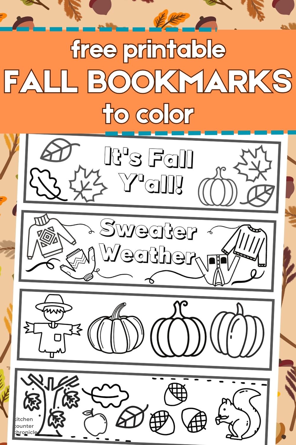 Festive Fall Bookmarks to Color for Kids