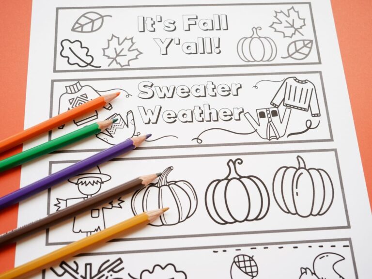 Festive Fall Bookmarks to Color for Kids