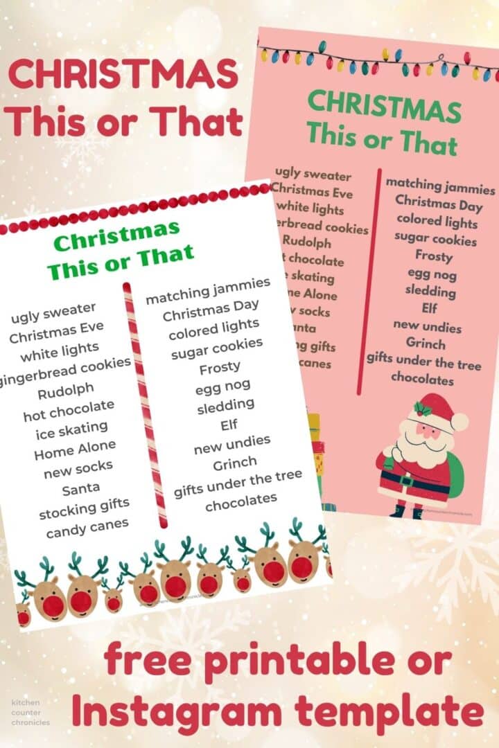 Fun Christmas This or That Instagram Template and Printable