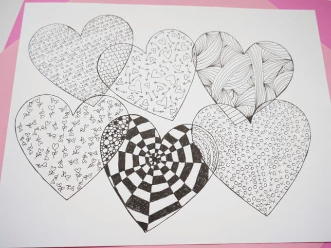 Zentangle Heart Patterns Step by Step