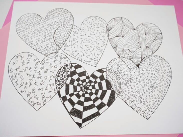 Zentangle Heart Patterns Step by Step