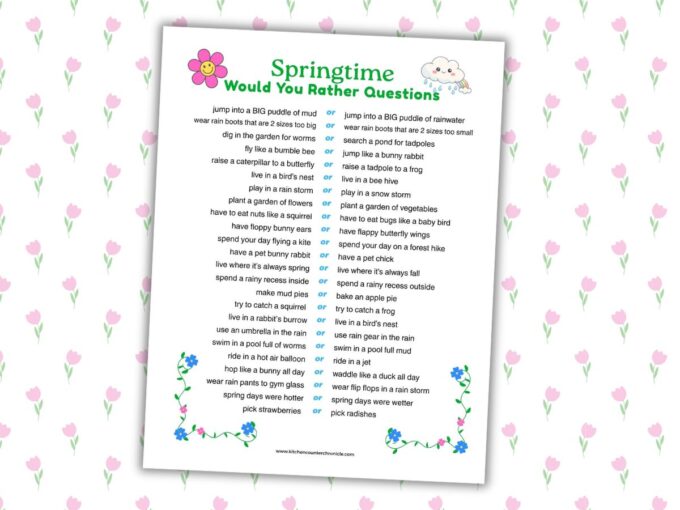 Funny Spring Would You Rather Questions for Kids