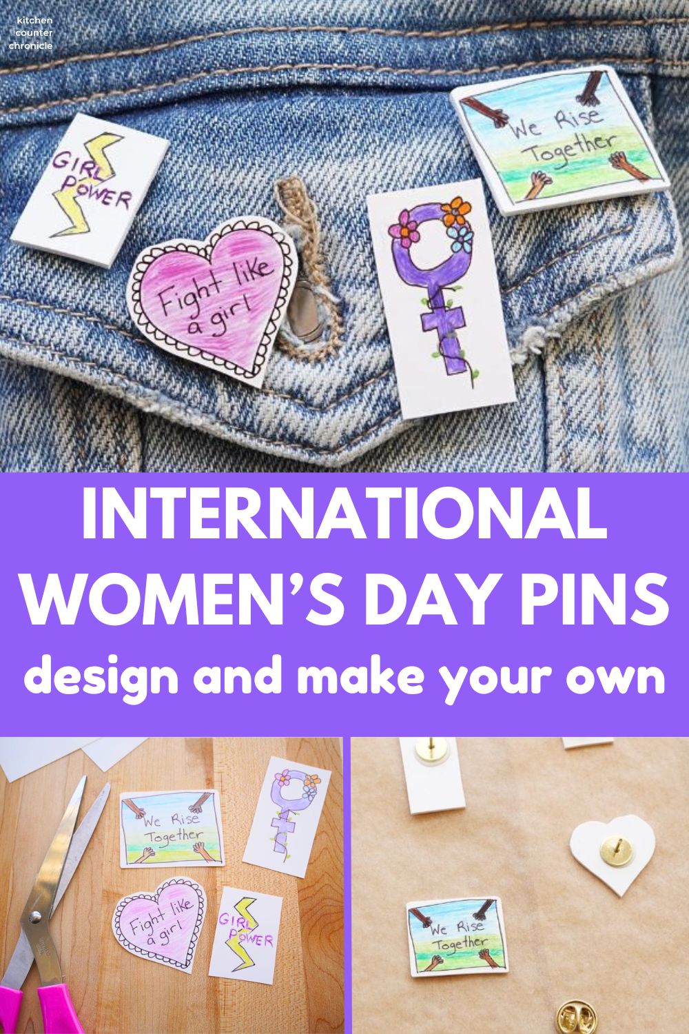 DIY International Women's Day Pins