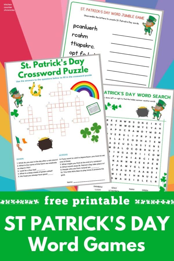 Free St. Patrick's Day Printable Word Games for Kids