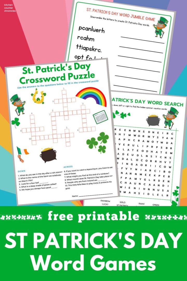 Free St. Patrick's Day Printable Word Games for Kids