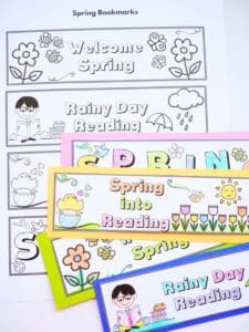 Printable Spring Bookmarks to Color