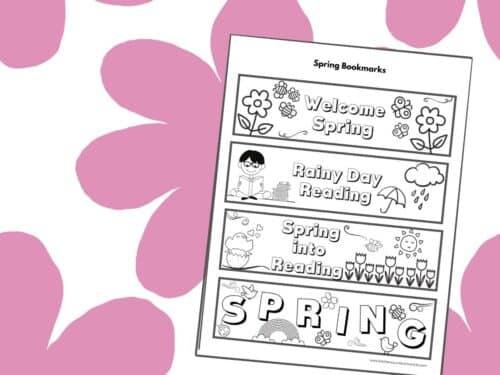 Printable Spring Bookmarks to Color