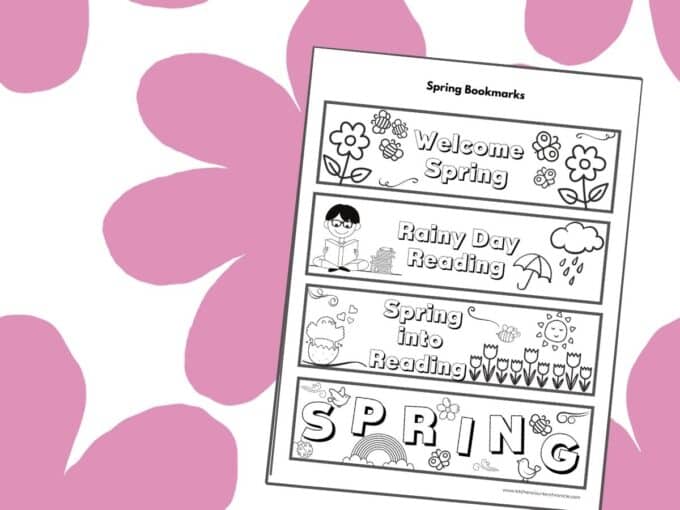 Printable Spring Bookmarks to Color