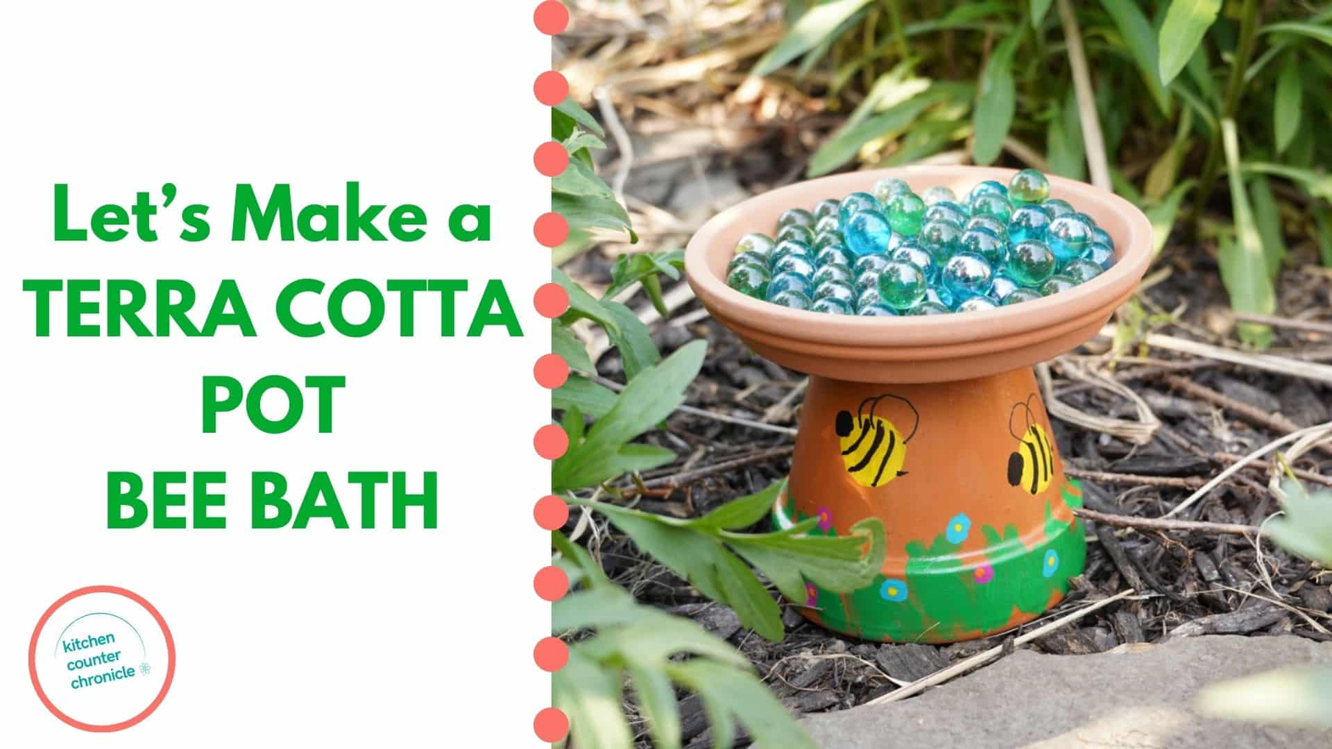 DIY Terracotta Pot Bee Bath with Marbles