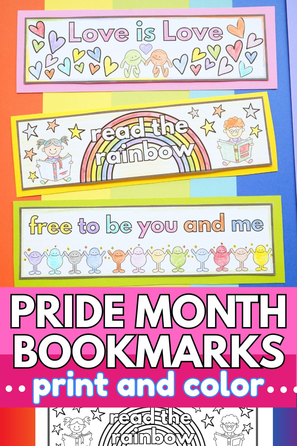 Printable Pride Bookmarks to Color