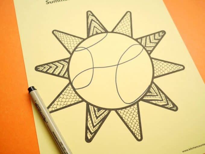 Summer Sun Zentangle Patterns and Template