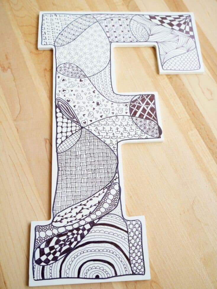 Tween Wall Art - Zentangle Initial