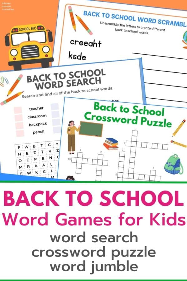 Back to School Word Games for Kids
