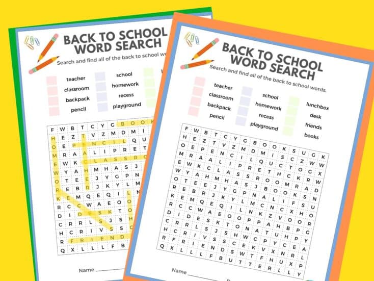 Back to School Word Games for Kids