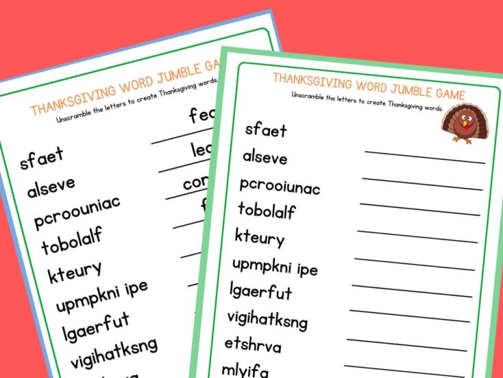 Thanksgiving Word Games for Kids