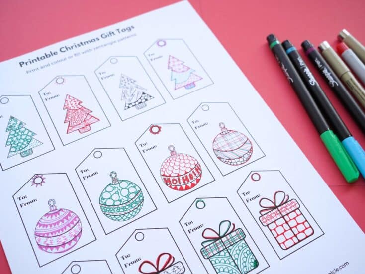 Printable Christmas Zentangle Gift Tags