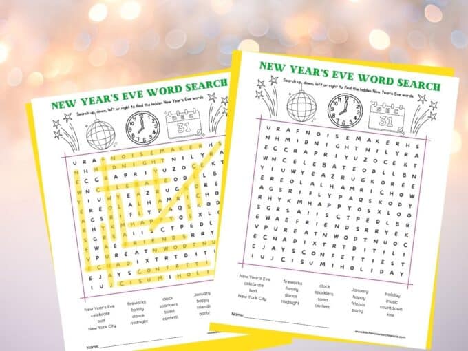 3 Printable New Years Word Games for Kids
