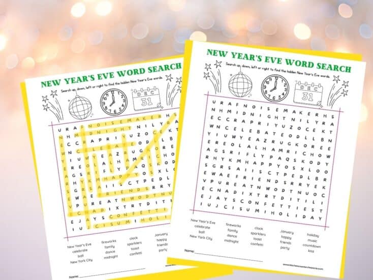 3 Printable New Years Word Games for Kids