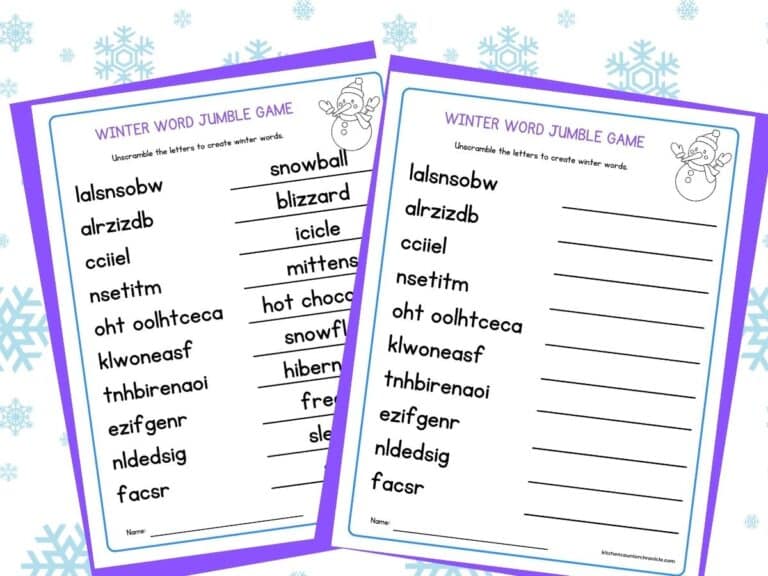 Chilly Winter Word Games for Kids