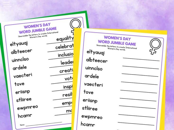 International Women's Day Word Games