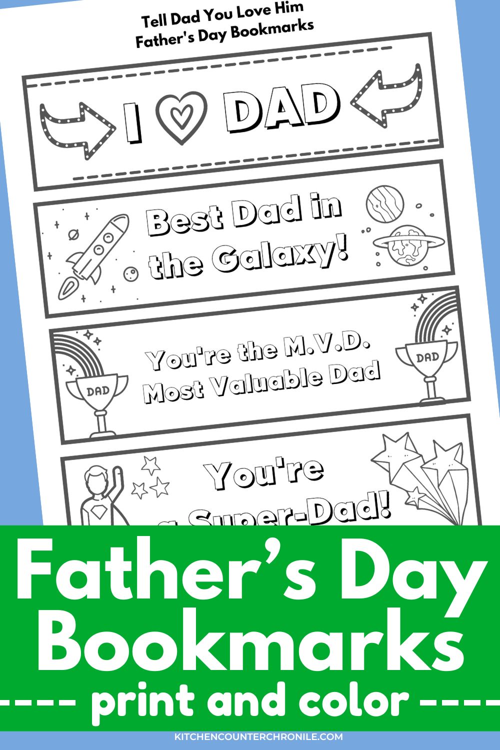 Fun Printable Father's Day Bookmarks to Colour